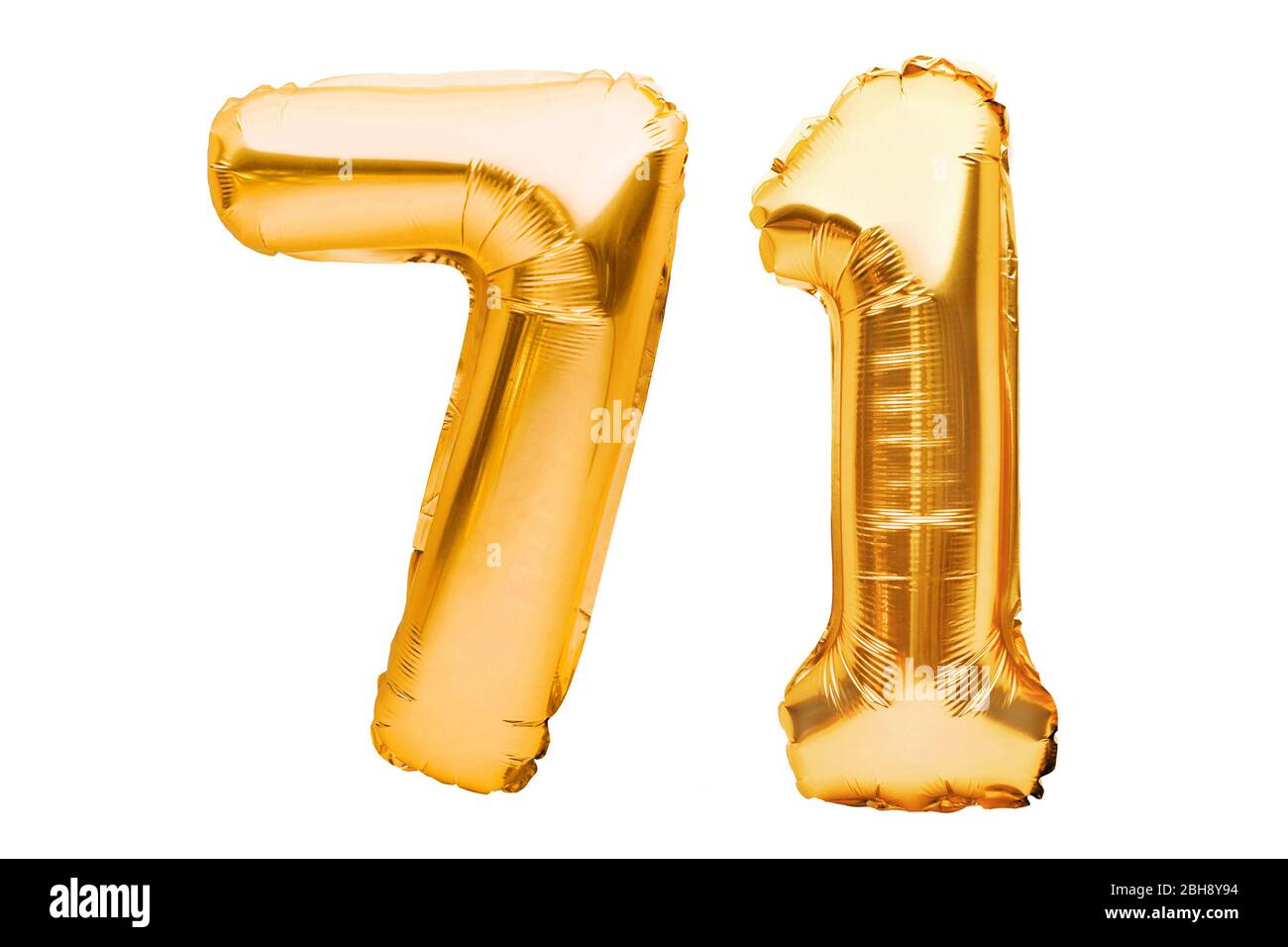 Number 71 seventy one made of golden inflatable balloons isolated on ...