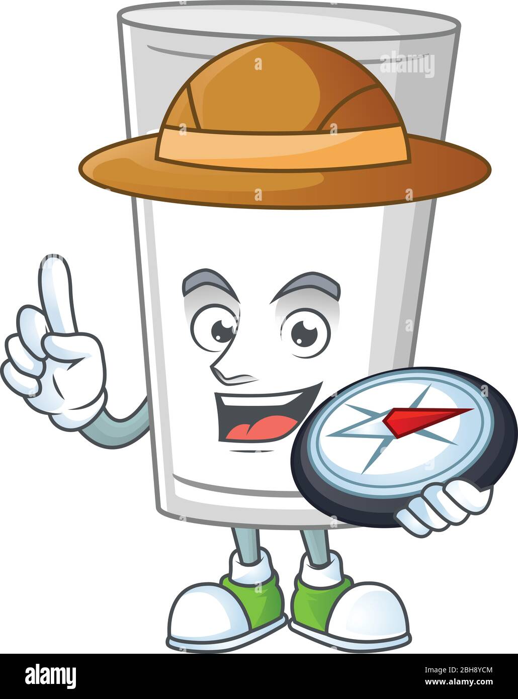 World explorer glass of milk cartoon design style using compass Stock ...