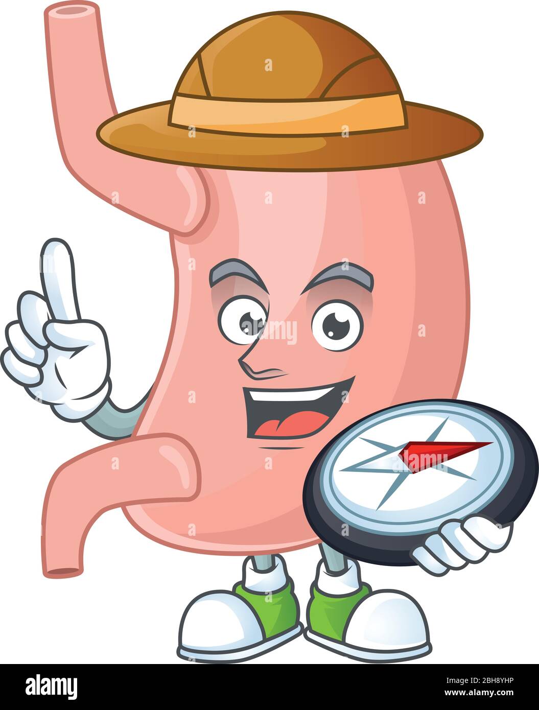 World explorer stomach cartoon design style using compass Stock Vector ...