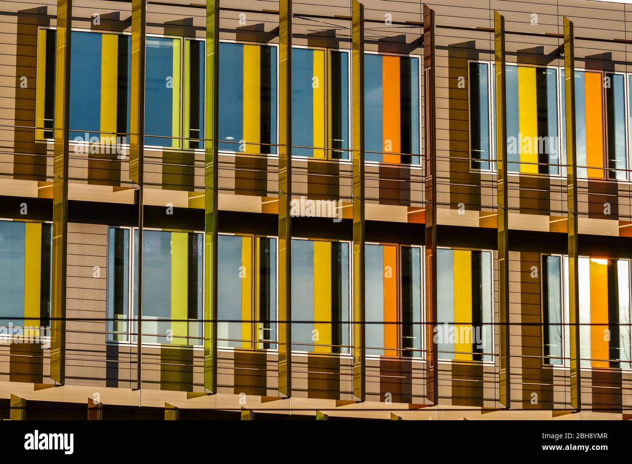 Detail of colorful windows in a modern architecture building. Windows ...