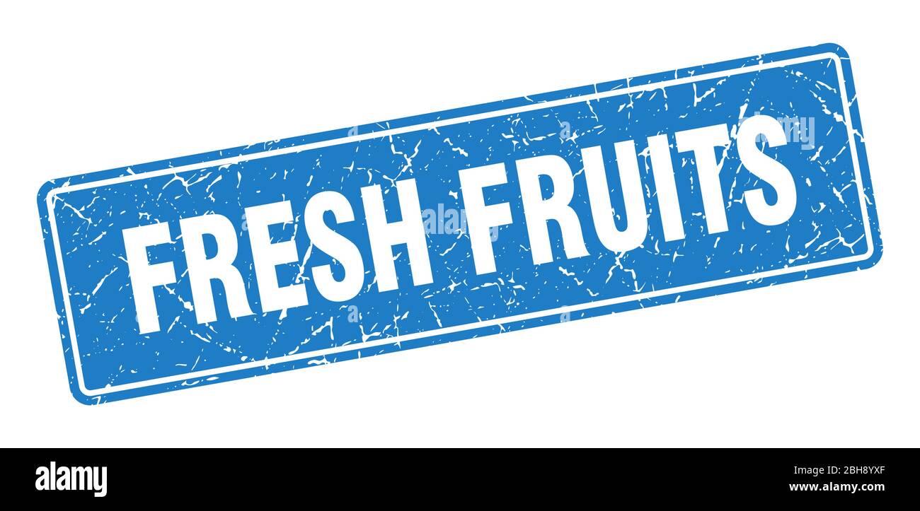 fresh fruits stamp. fresh fruits vintage blue label. Sign Stock Vector ...