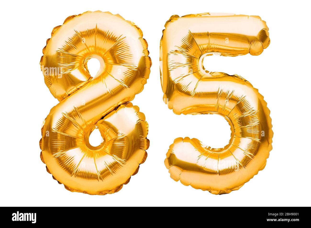 Number 85 eighty five made of golden inflatable balloons isolated on ...