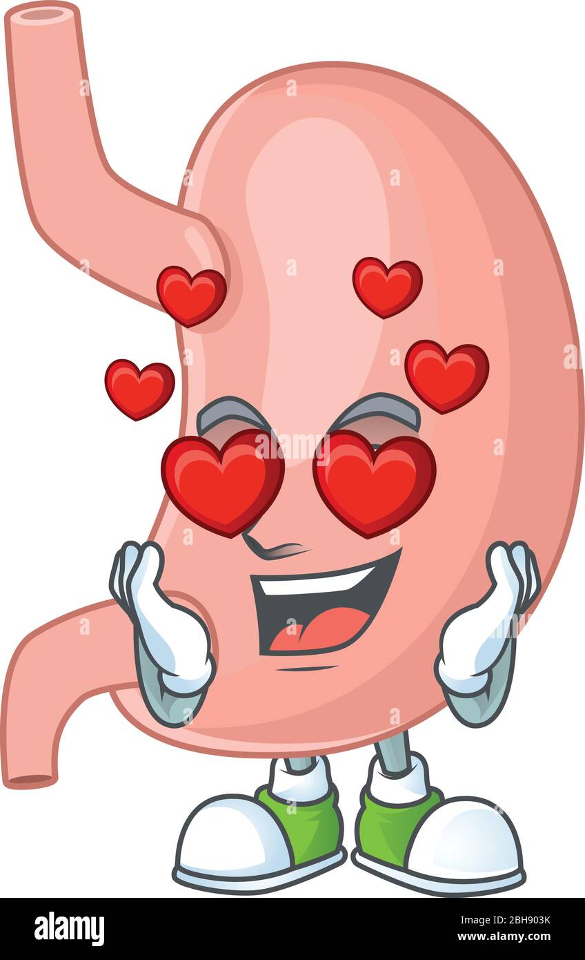 Charming stomach cartoon character with a falling in love face Stock ...