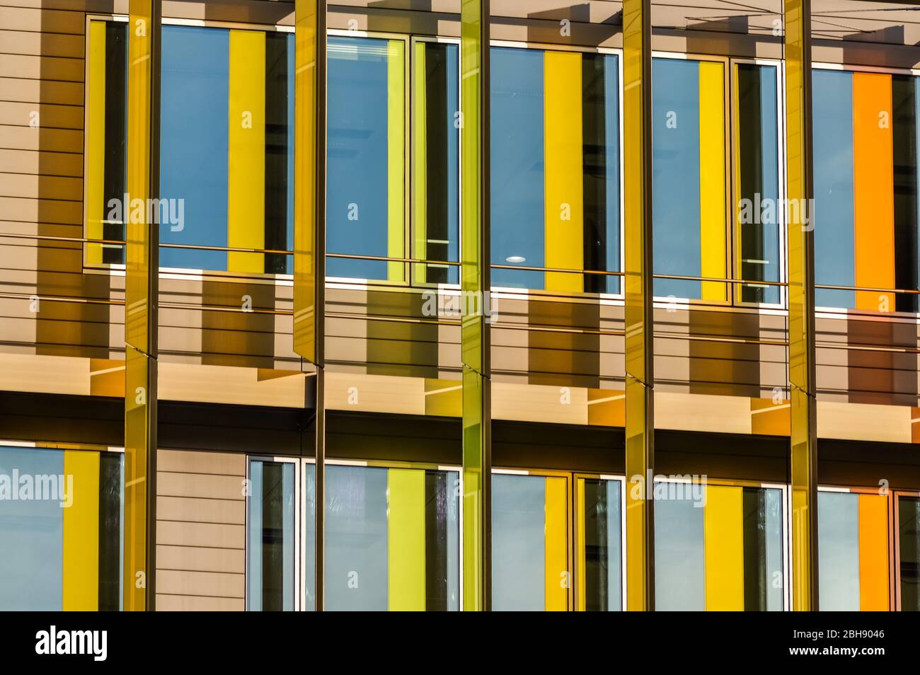 Detail of colorful windows in a modern architecture building. Windows ...