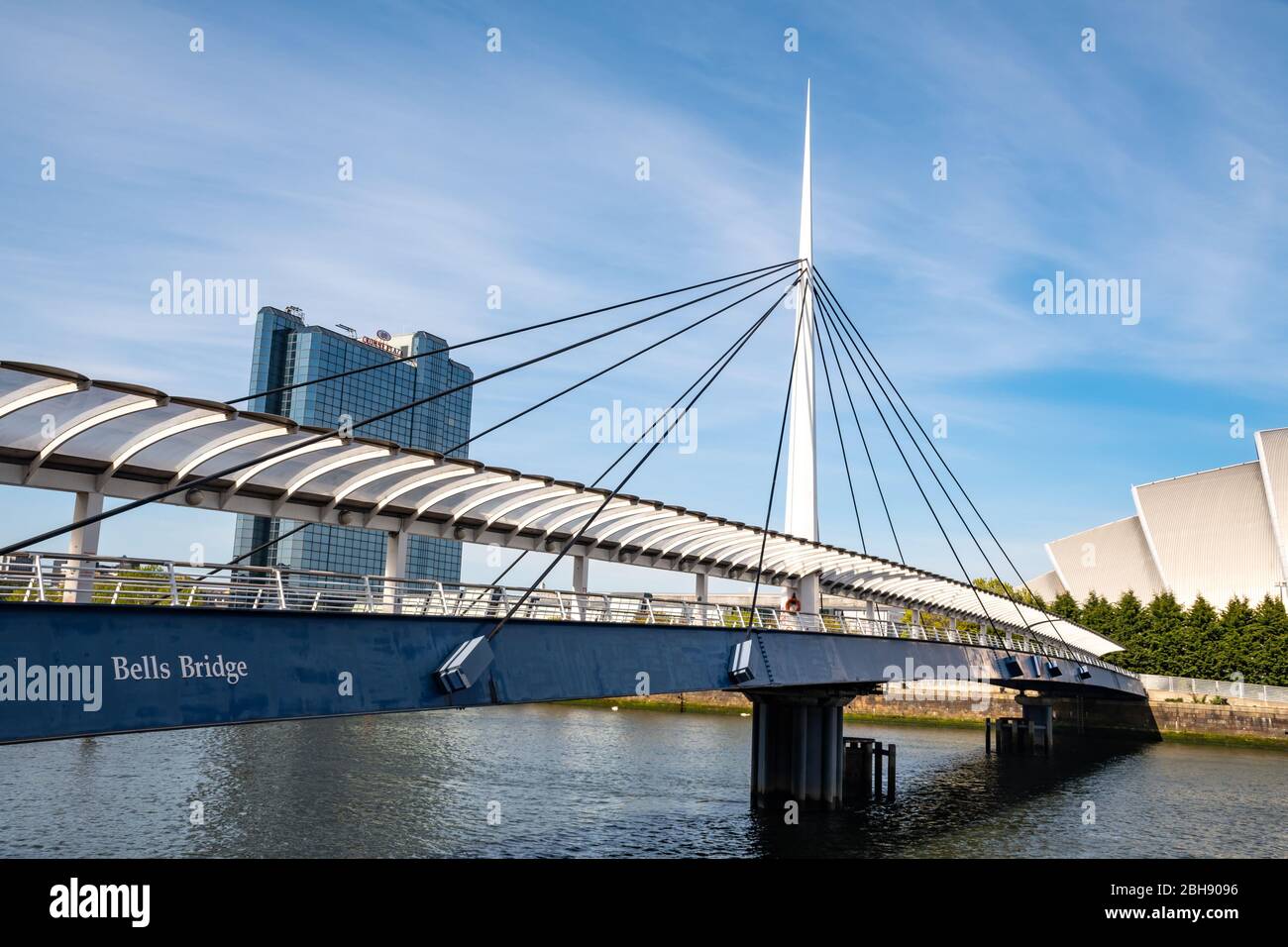 Bells Bridge crossing the River Clyde from Pacific Quay to the SEC ...