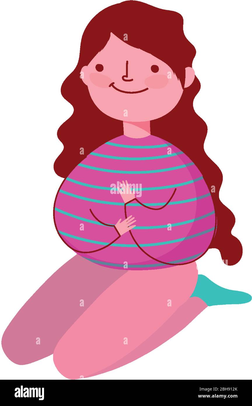 cute girl on the knees character cartoon isolated icon on white ...