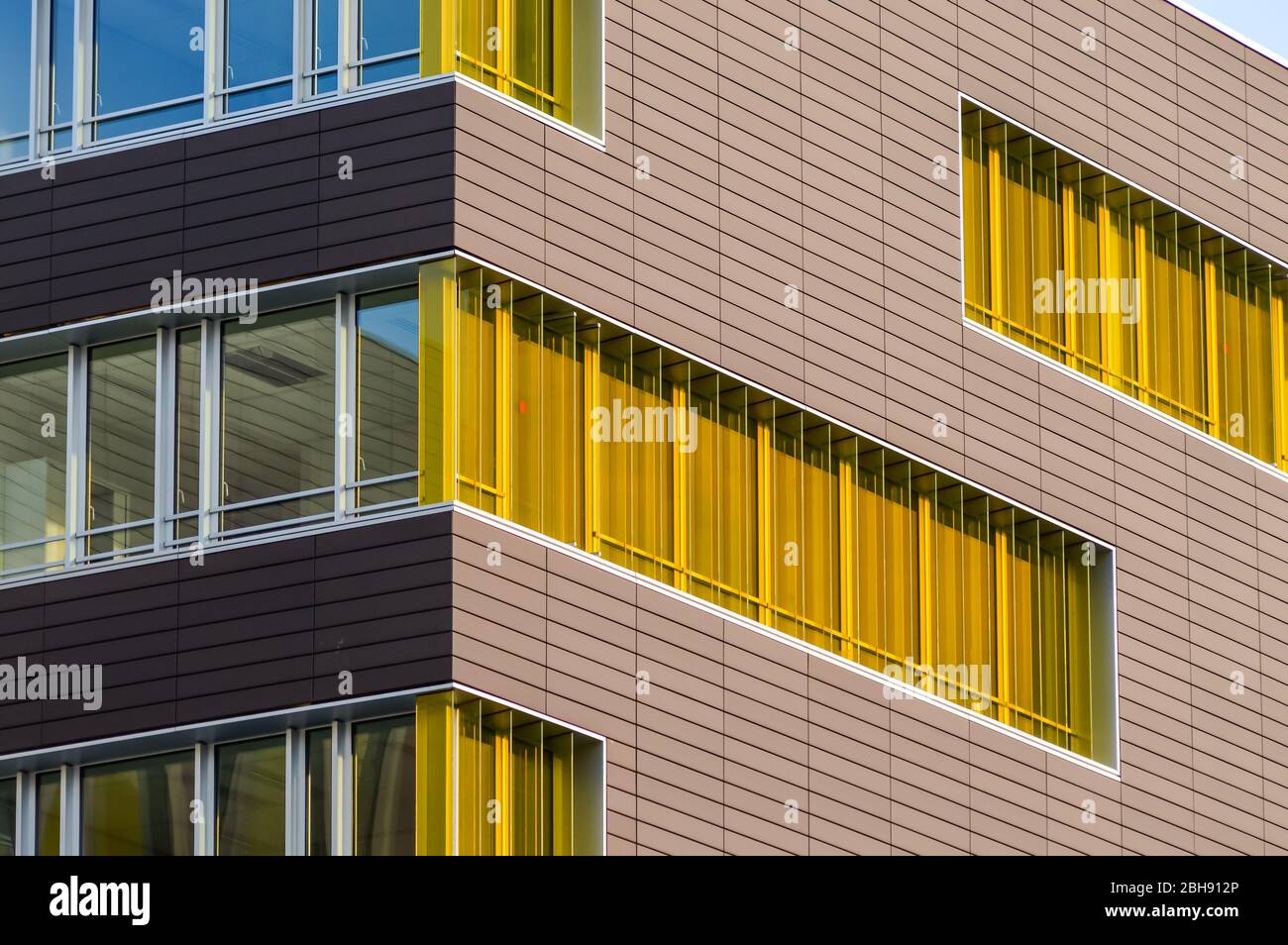 Colorful yellow windows in a modern architecture building. Windows ...