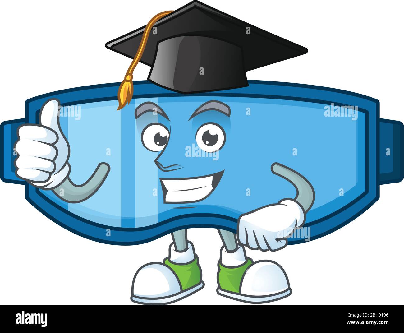 Mascot design concept of safety glasses proudly wearing a black ...