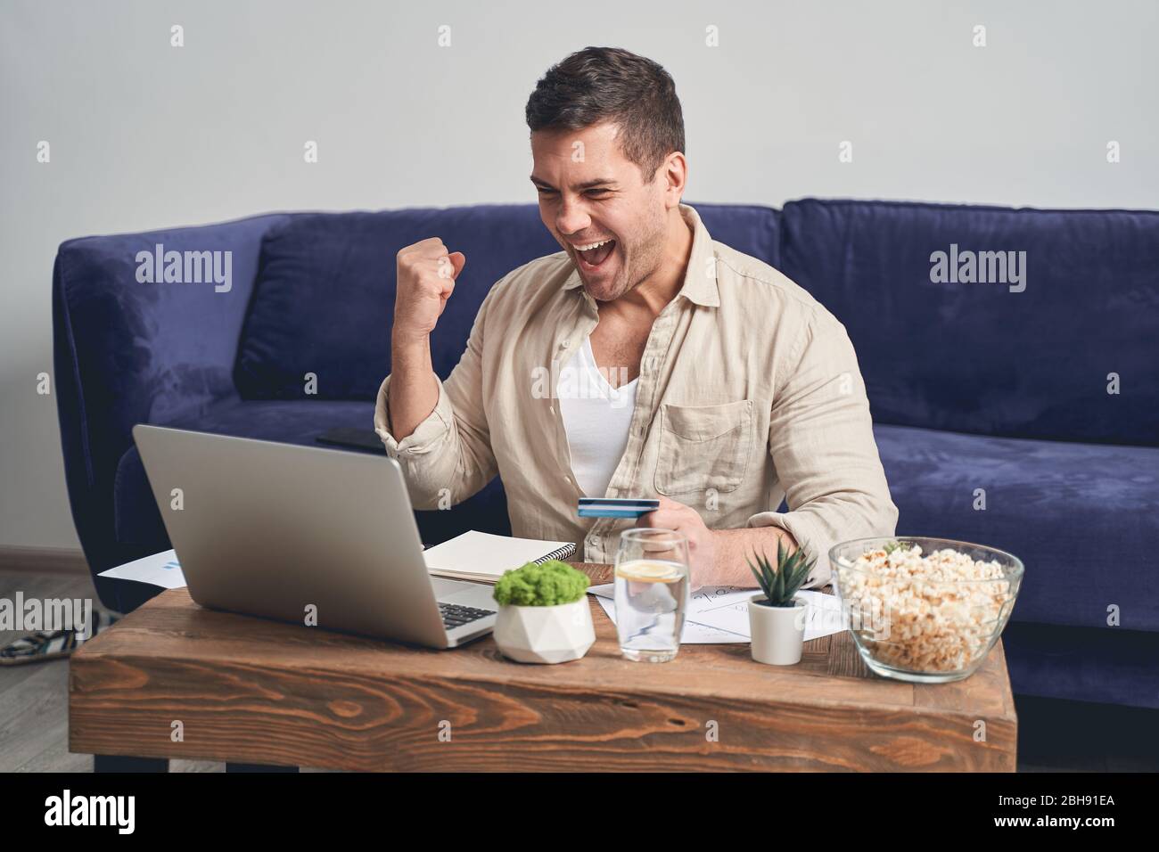 Close up happy man rejoicing hi-res stock photography and images - Alamy