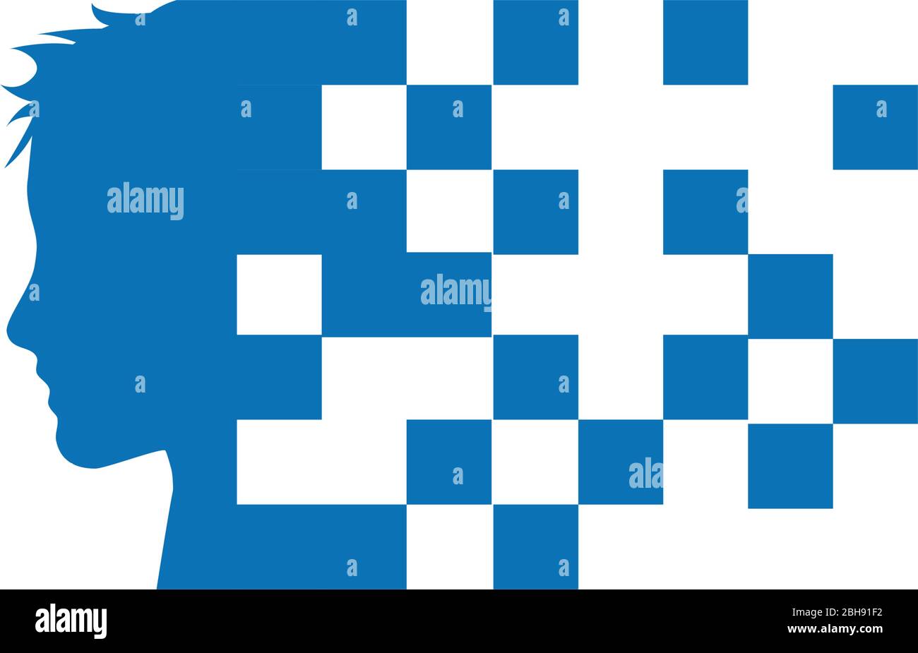 Vector sign digital generation, head and pixel in blue Stock Vector ...