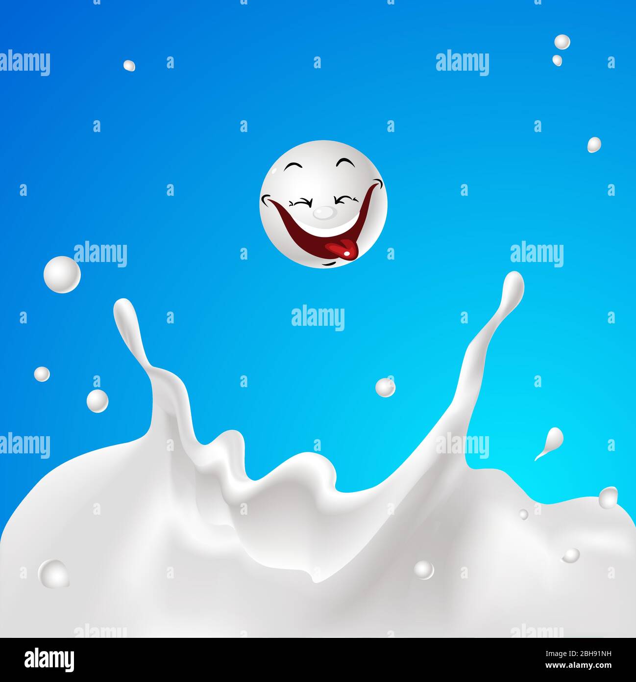 Milk Splash with White Drop Cute Funny Character - Vector Illustration ...