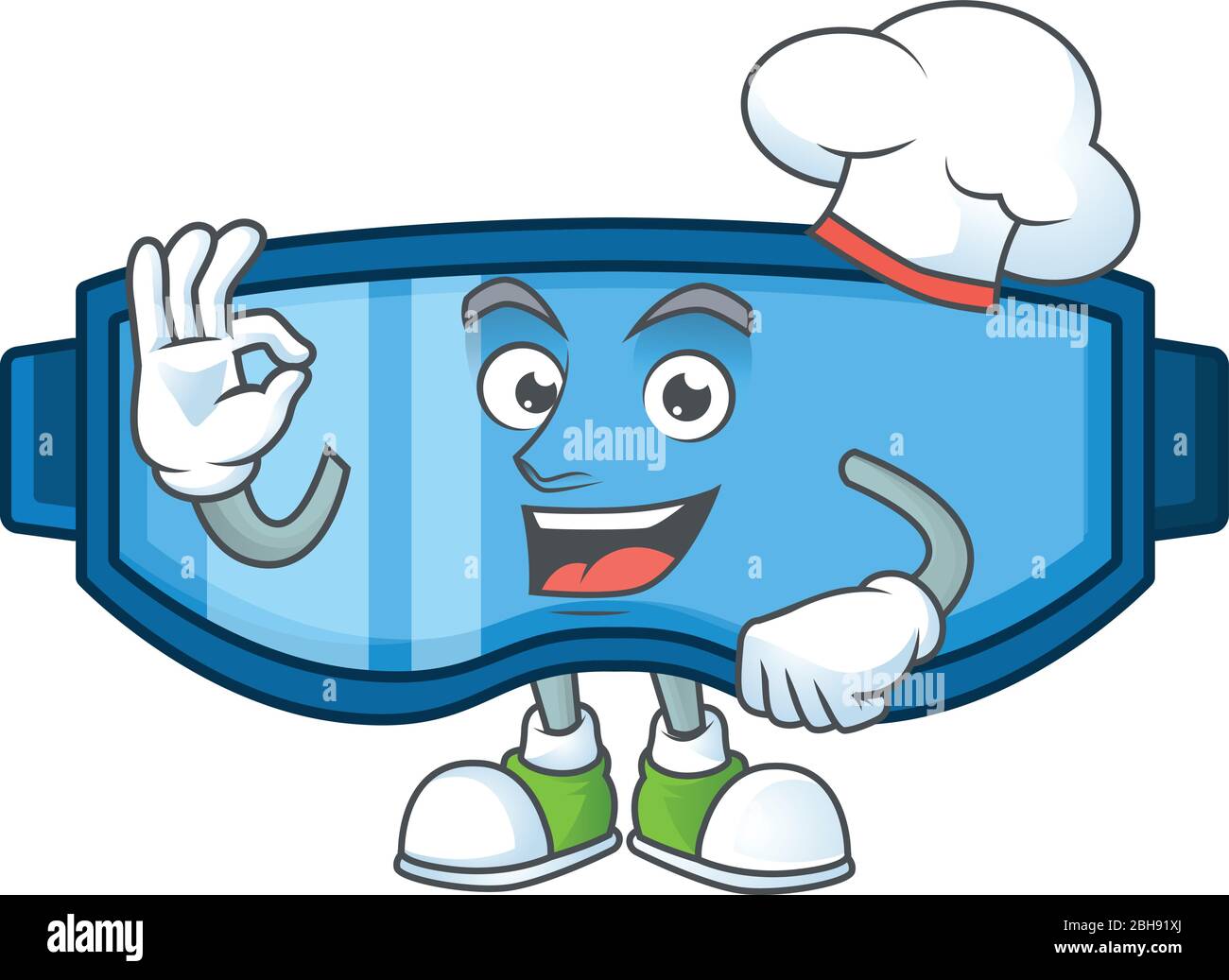 Safety glasses cartoon design style proudly wearing white chef hat ...