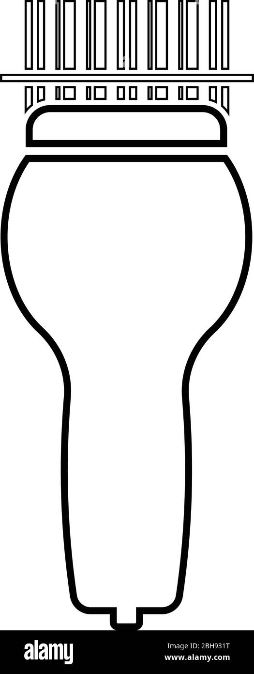 Scanning barcode with hand scanner icon outline black color vector ...