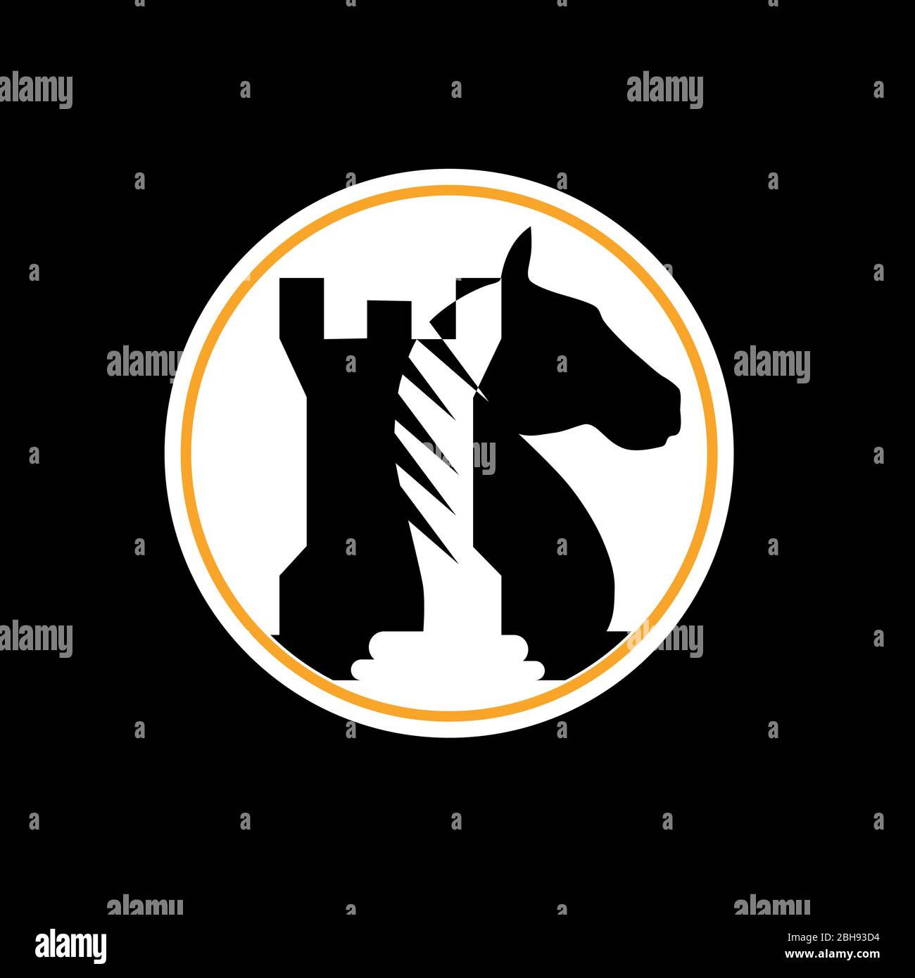Vector logo horse and tower of chess, on round background Stock Vector ...