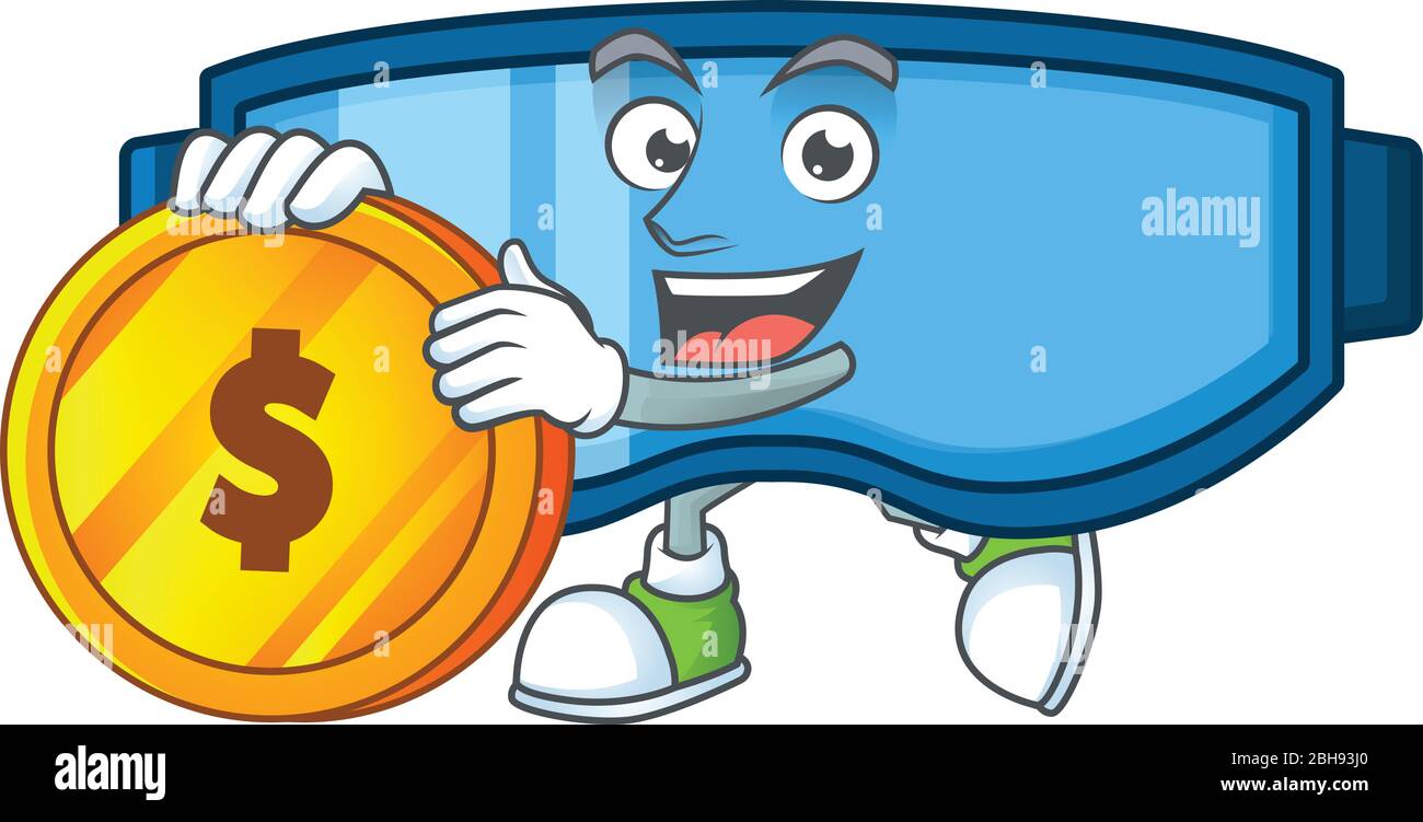 Safety glasses rich cartoon character have big gold coin Stock Vector ...