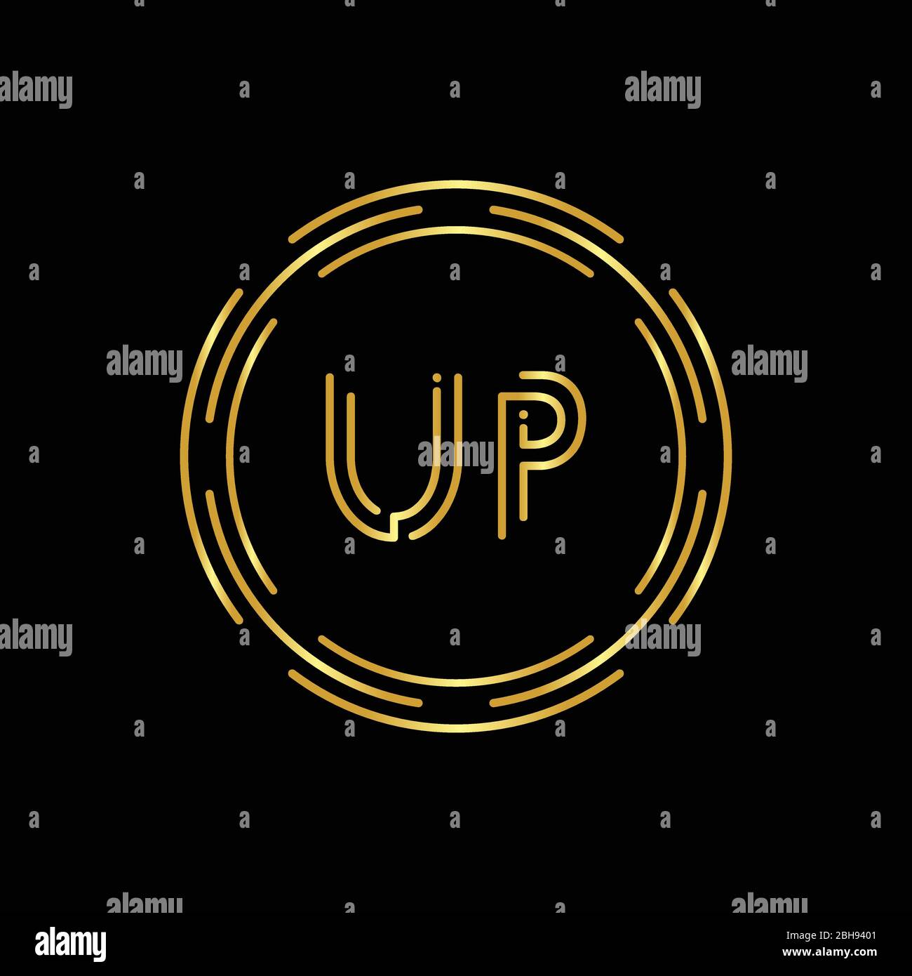 Initial UP Logo Creative Typography Vector Template. Digital Abstract ...