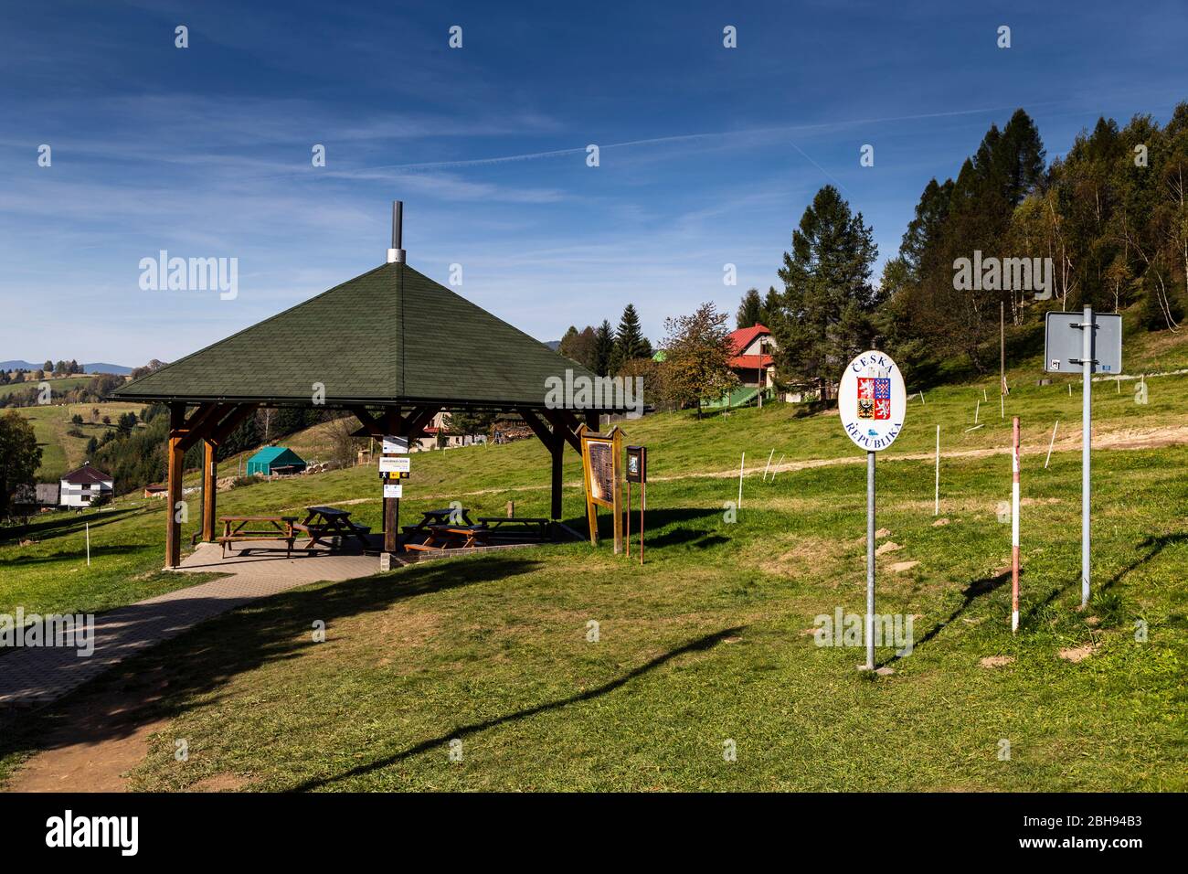 Europe, Poland, Silesian Voivodeship, Trojstyk granic - Jaworzynka ...