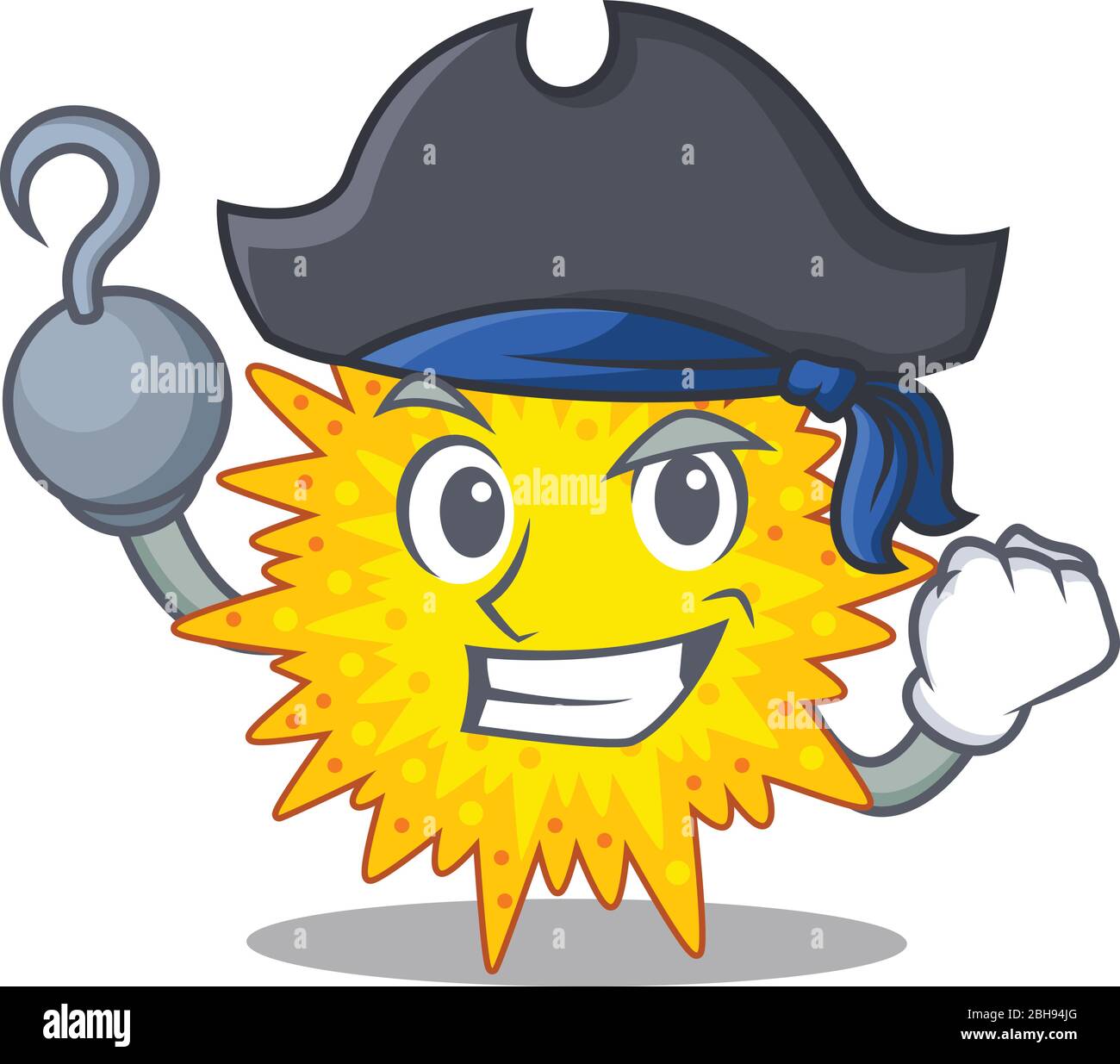 Mycoplasma cartoon design style as a Pirate with hook hand and a hat ...