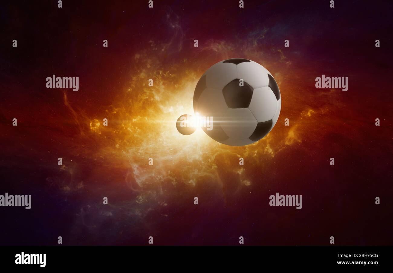 Abstract sports background - soccer ball in glowing twisted galaxy ...