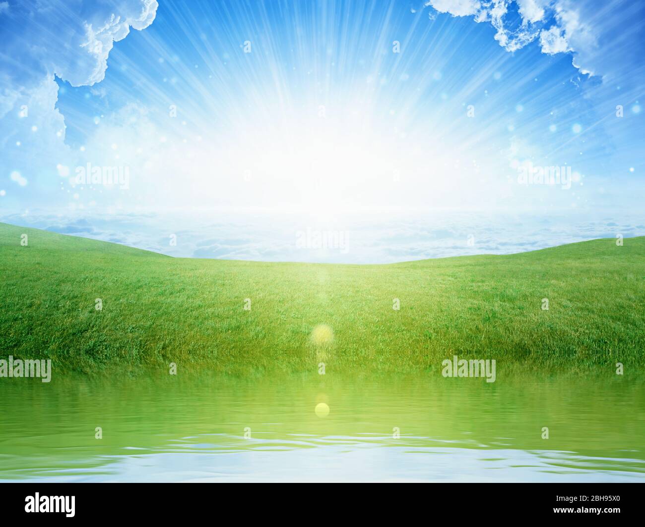 Peaceful heavenly background - light from heaven, bright sunlight with ...
