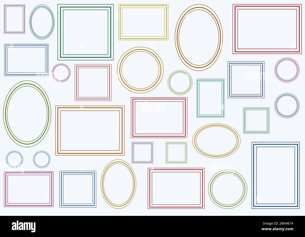 Abstract vector background with picture frames in various shapes Stock ...