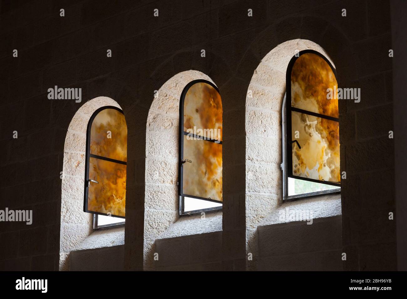 open alabaster windows in the bread augmentation church, Benedictine ...