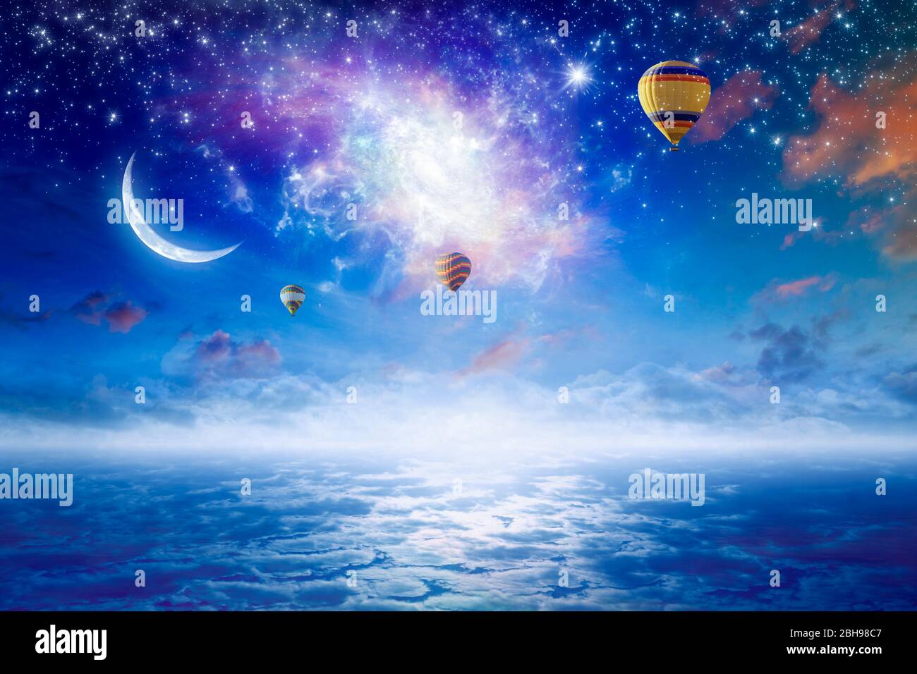 Tranquil heavenly picture - colorful hot air balloons flying in blue ...