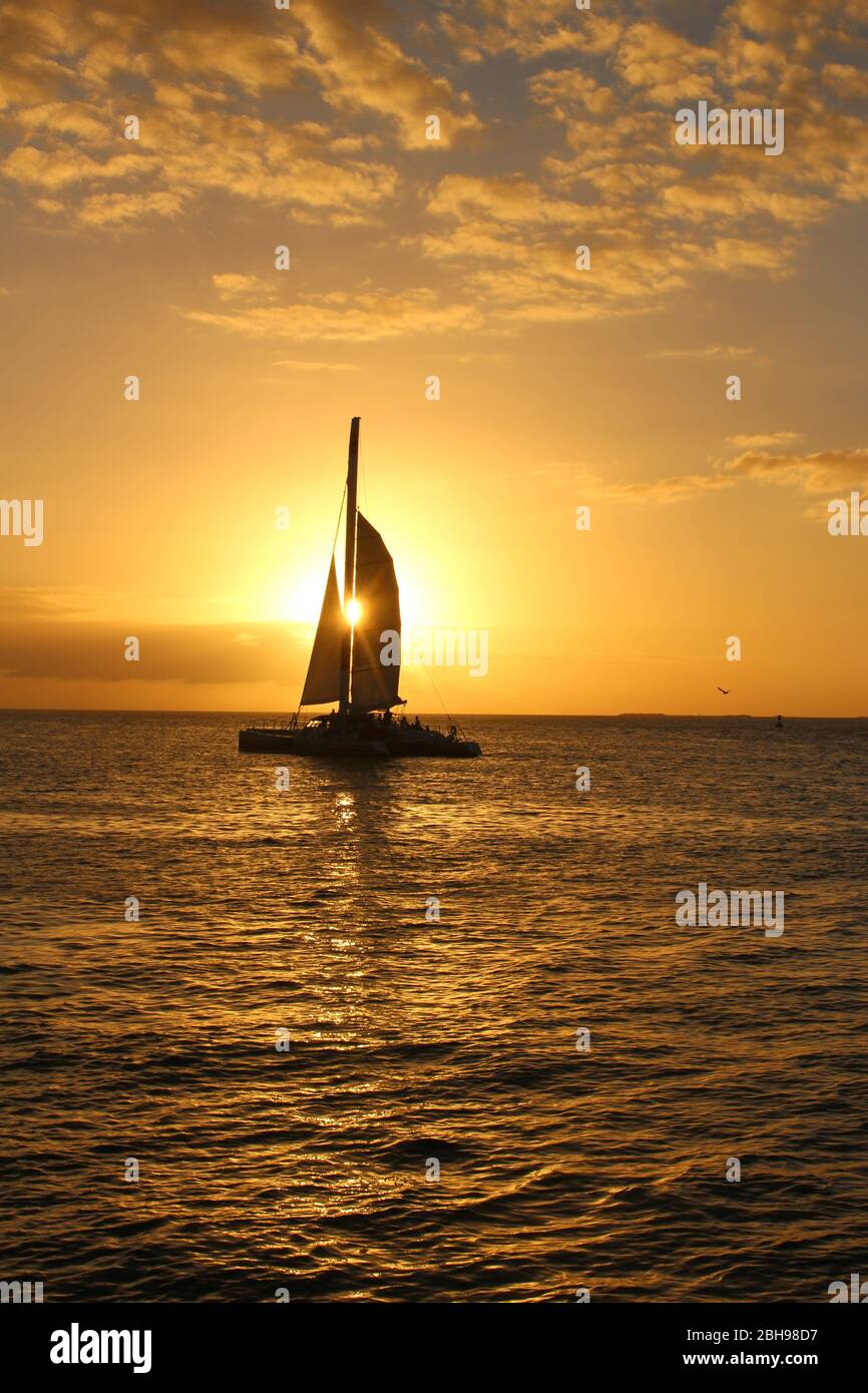 Florida, Boat, sunset, key west Stock Photo - Alamy