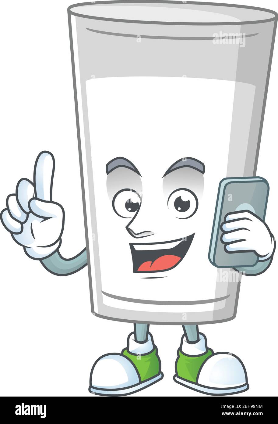 Cartoon design concept of glass of milk talking on phone Stock Vector ...