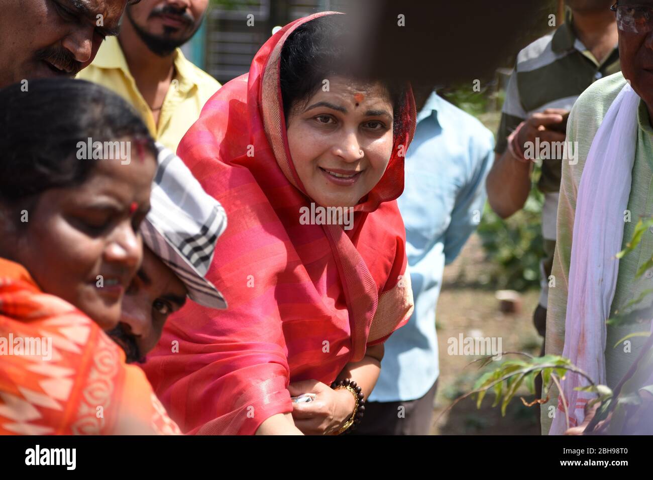 Krishna Gaur ji BJP pradesh mantri and EX mayor tree plantation Stock ...