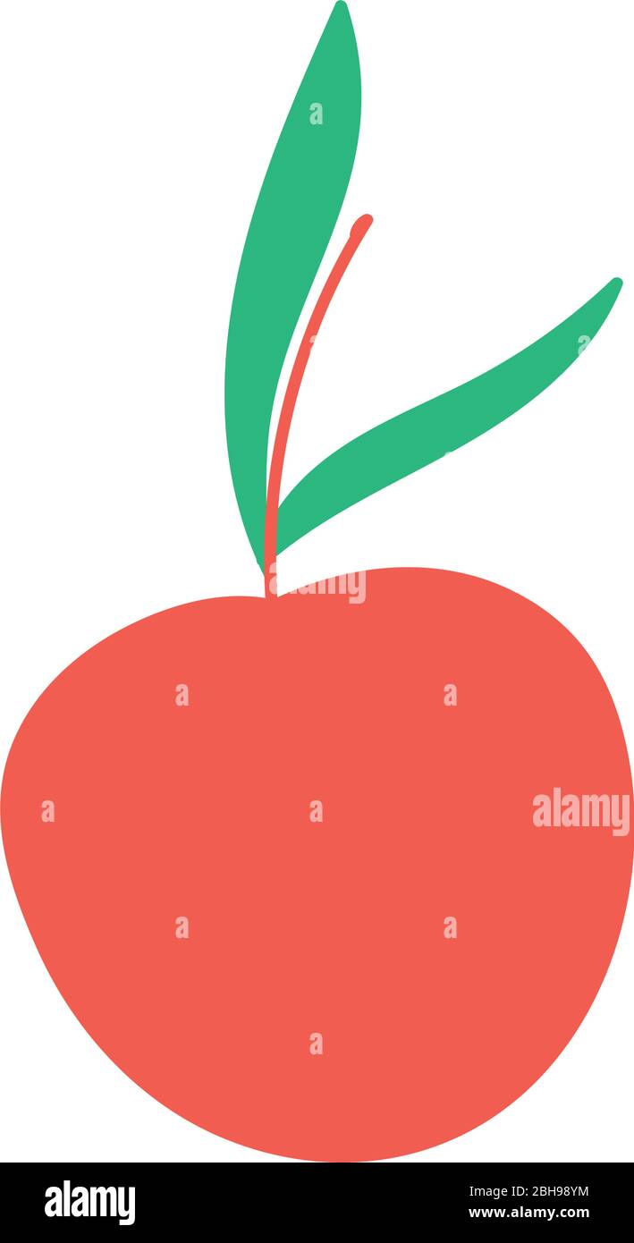 Apple Fresh Fruit Isolated Icon White Background Vector Illustration