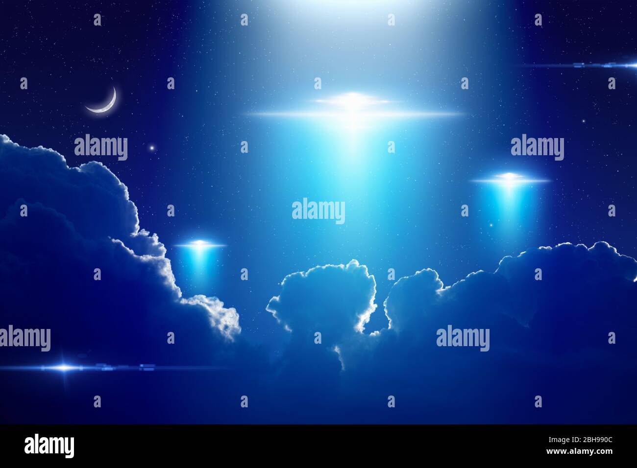 Amazing fantastic background - extraterrestrial aliens spaceships, ufo ...