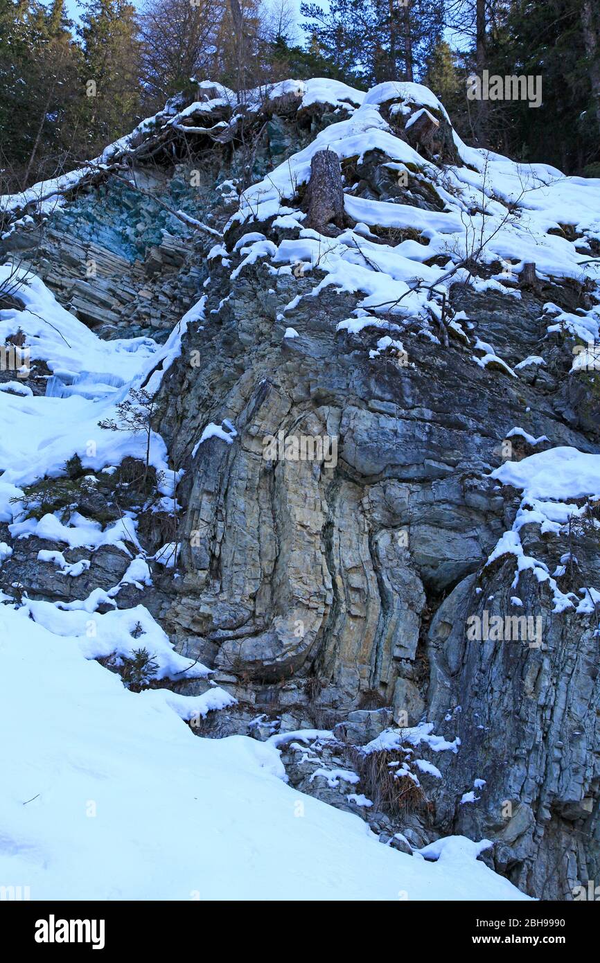 Italy, South Tyrol, region, Gadertal, rock face, rock face, fault Stock ...