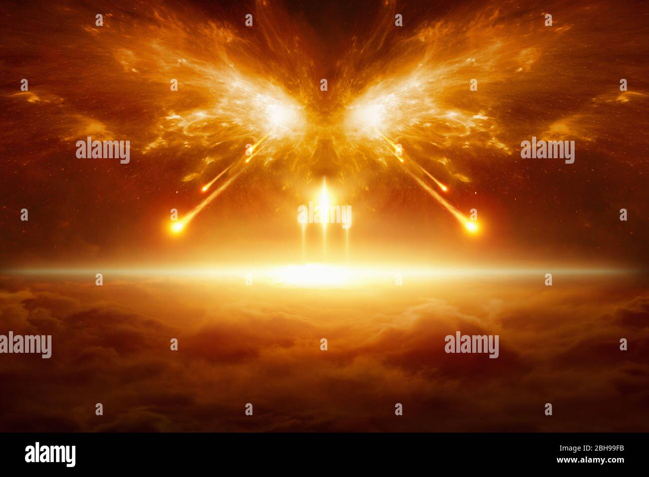 Apocalyptic religious background - end of the world, battle of ...