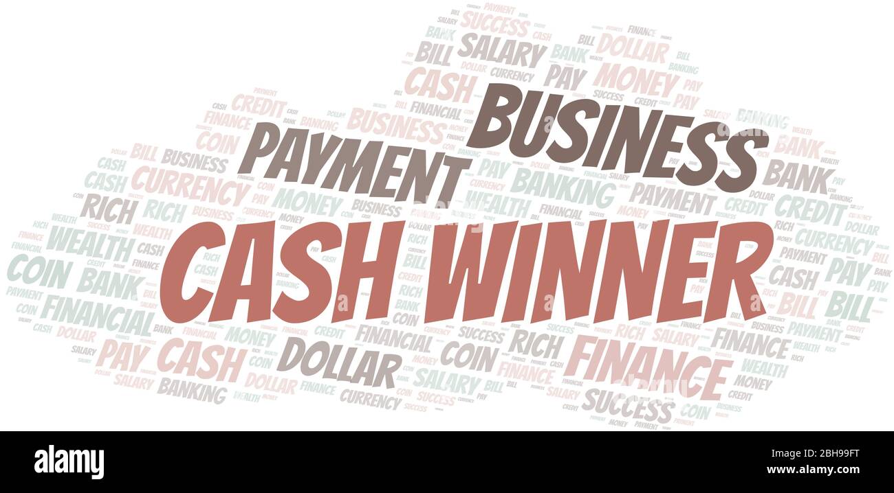 Cash Winner typography vector word cloud. Wordcloud collage made with ...