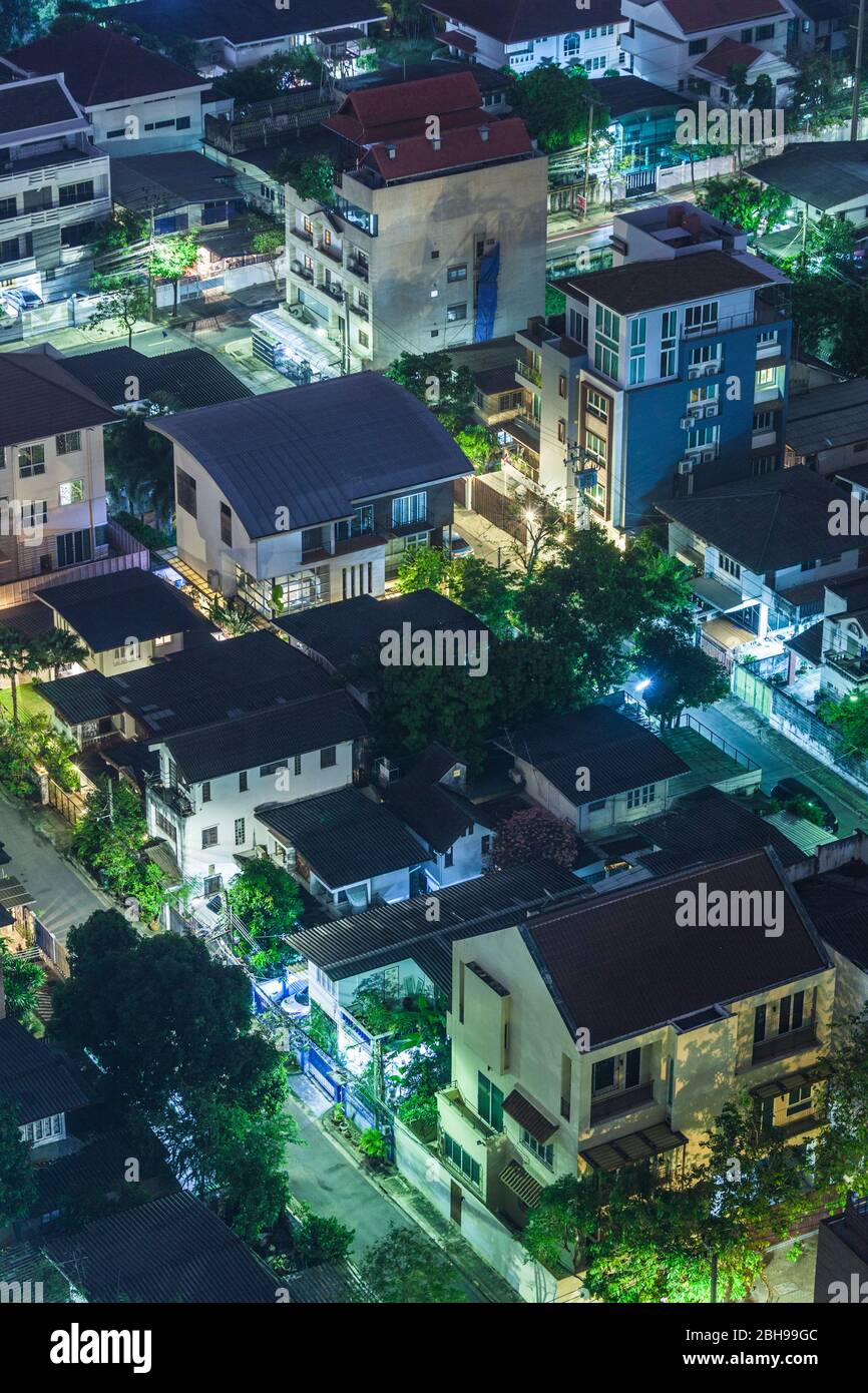 Thailand, Bangkok, Silom Area, high angle skyline view, dawn Stock ...