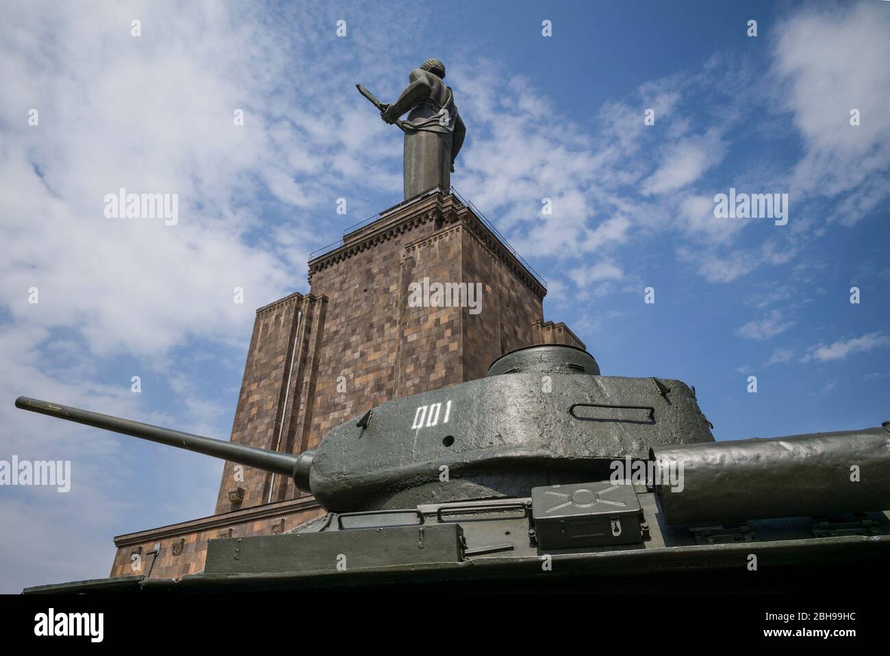 Armenia, Yerevan, Soviet-era Mother Armenia statue and tanks Stock ...