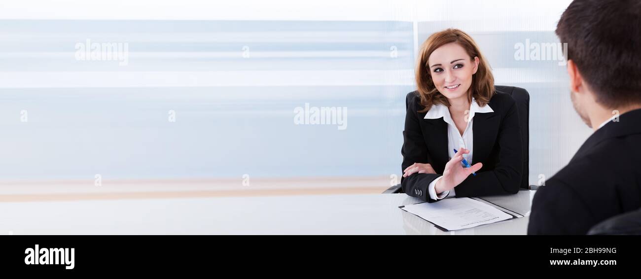 Boss Interviewing Women. Business Conversation. Talking With Each Other ...