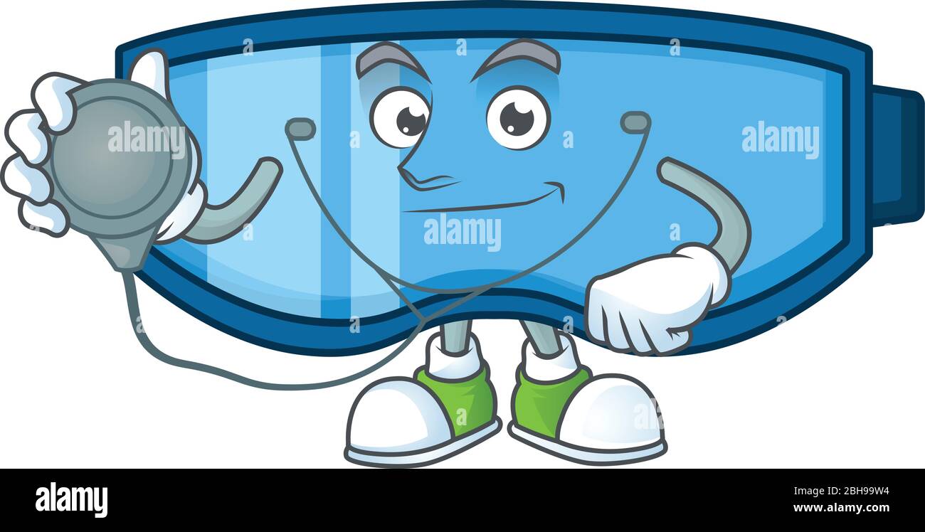 A dedicated Doctor safety glasses Cartoon character with stethoscope ...