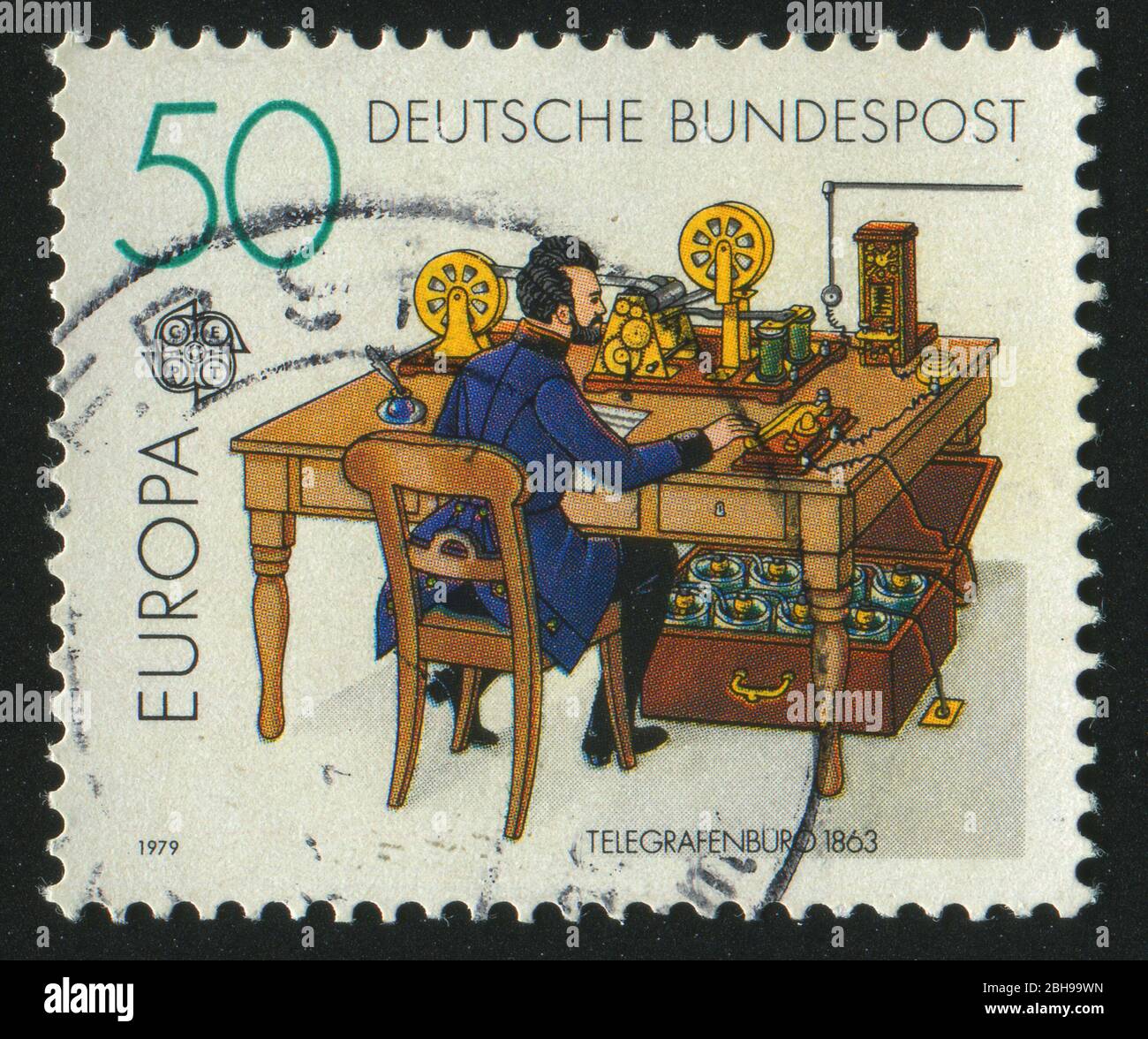 GERMANY - CIRCA 1979: stamp printed by Germany, shows telegraph ...
