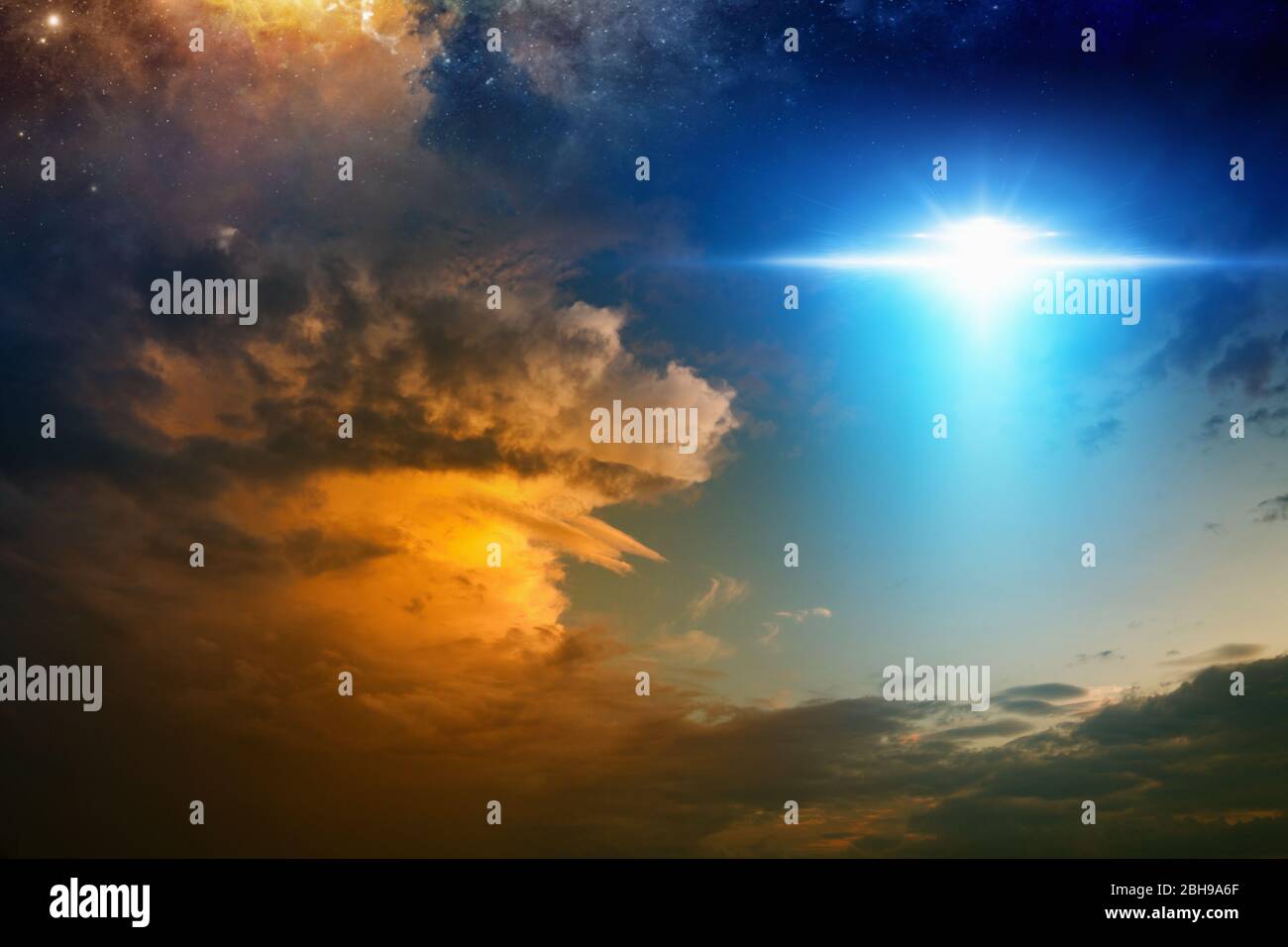 Fantastic background - bright light from extraterrestrial aliens ...