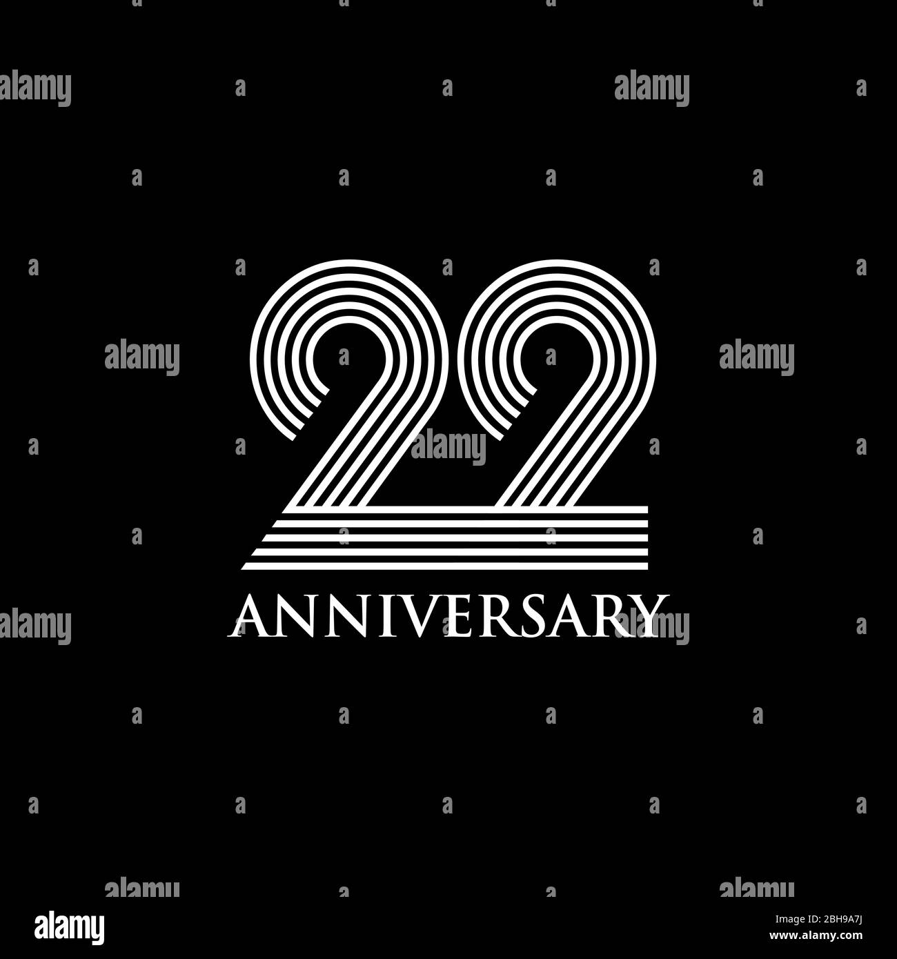 22nd year anniversary logo design vector template Stock Vector Image ...