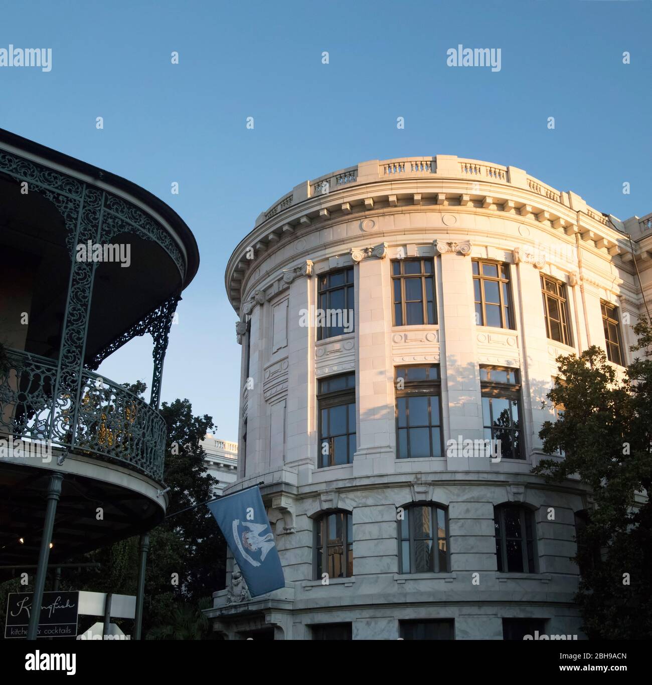 Early morning in French Quarter of New Orleans with view of Louisiana ...