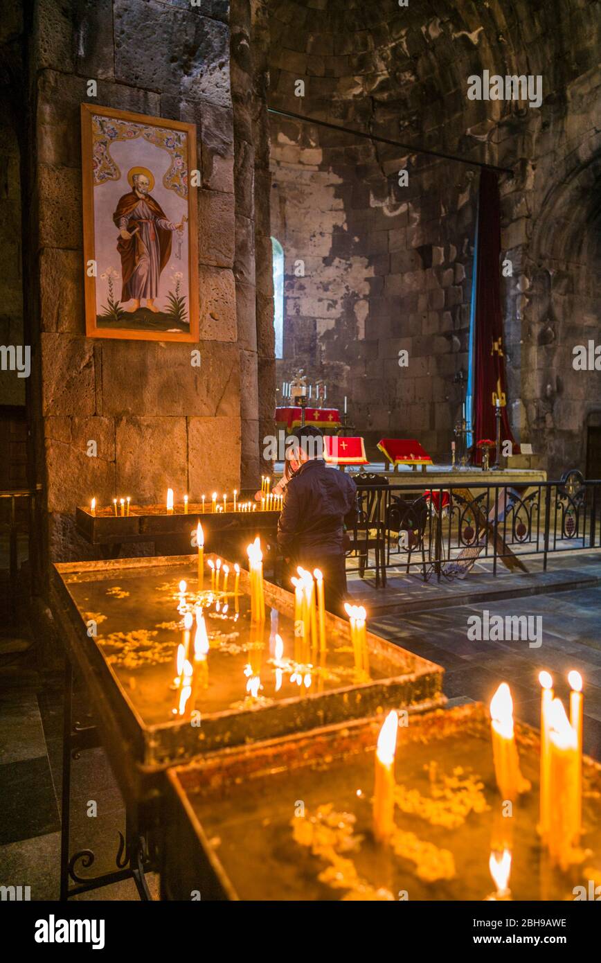 Armenia, Tatev, Tatev Monastery, 9th century, interior with visitors ...