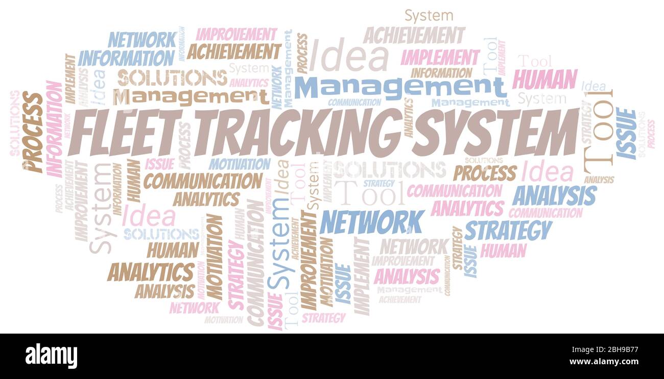 Fleet Tracking System typography vector word cloud. Wordcloud collage ...