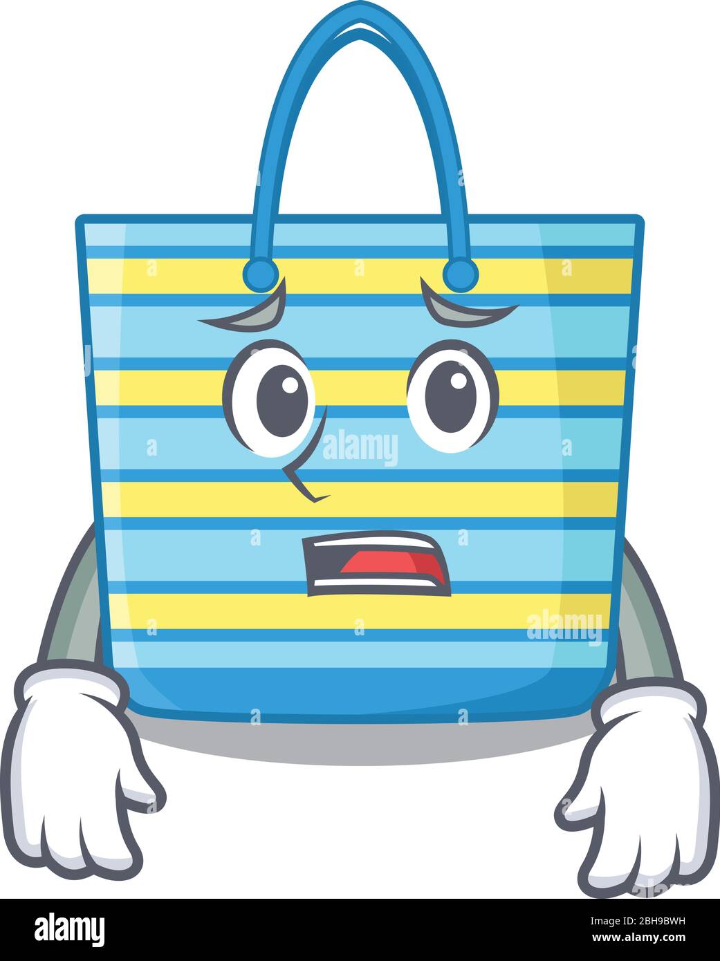Cartoon design style of beach bag showing worried face Stock Vector ...