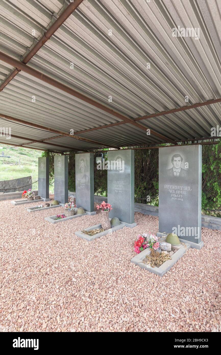 Armenia, Areni, town cemetery, gravestones of soldiers who died in the ...