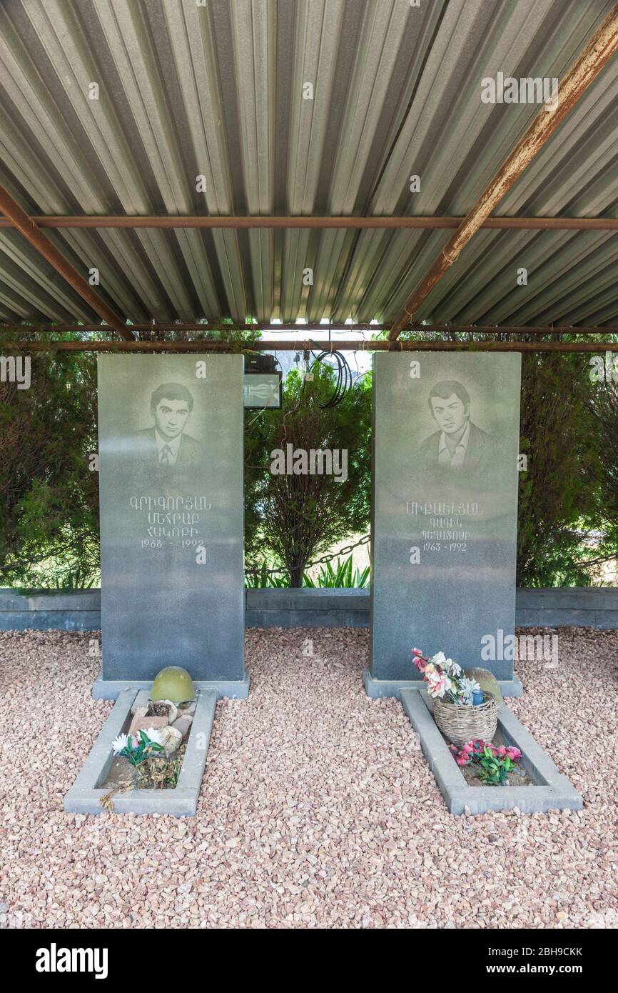 Armenia, Areni, town cemetery, gravestones of soldiers who died in the ...