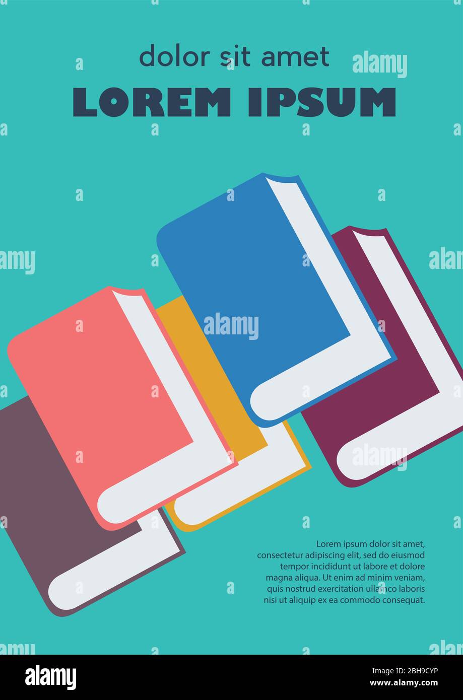 Book and bookstore. Vector poster, cover and flyer.Simple abstract ...