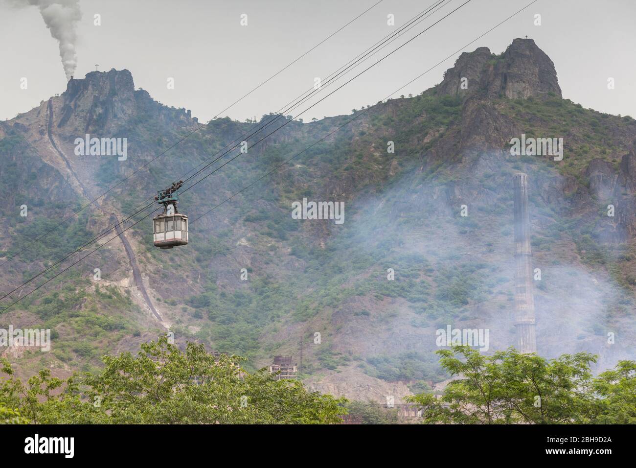 Armenia, Debed Canyon, Alaverdi, high angle view of Soviet-era copper ...